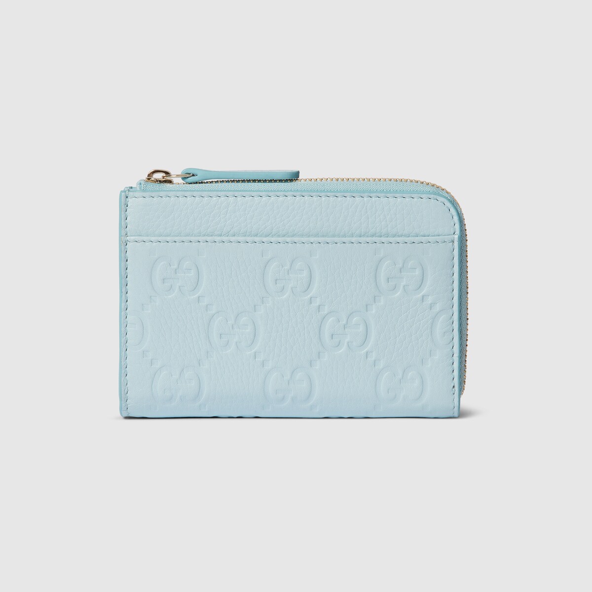 GG Emblem zip card case in light blue leather | GUCCI® TR