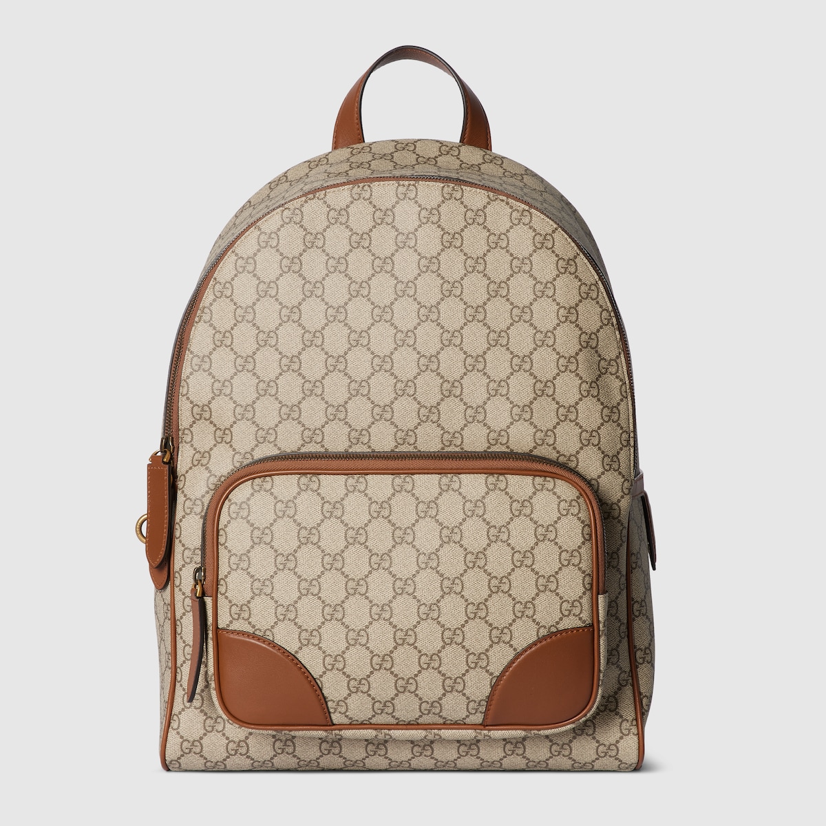 GG Emblem medium backpack in beige and dark brown fabric | GUCCI® NZ