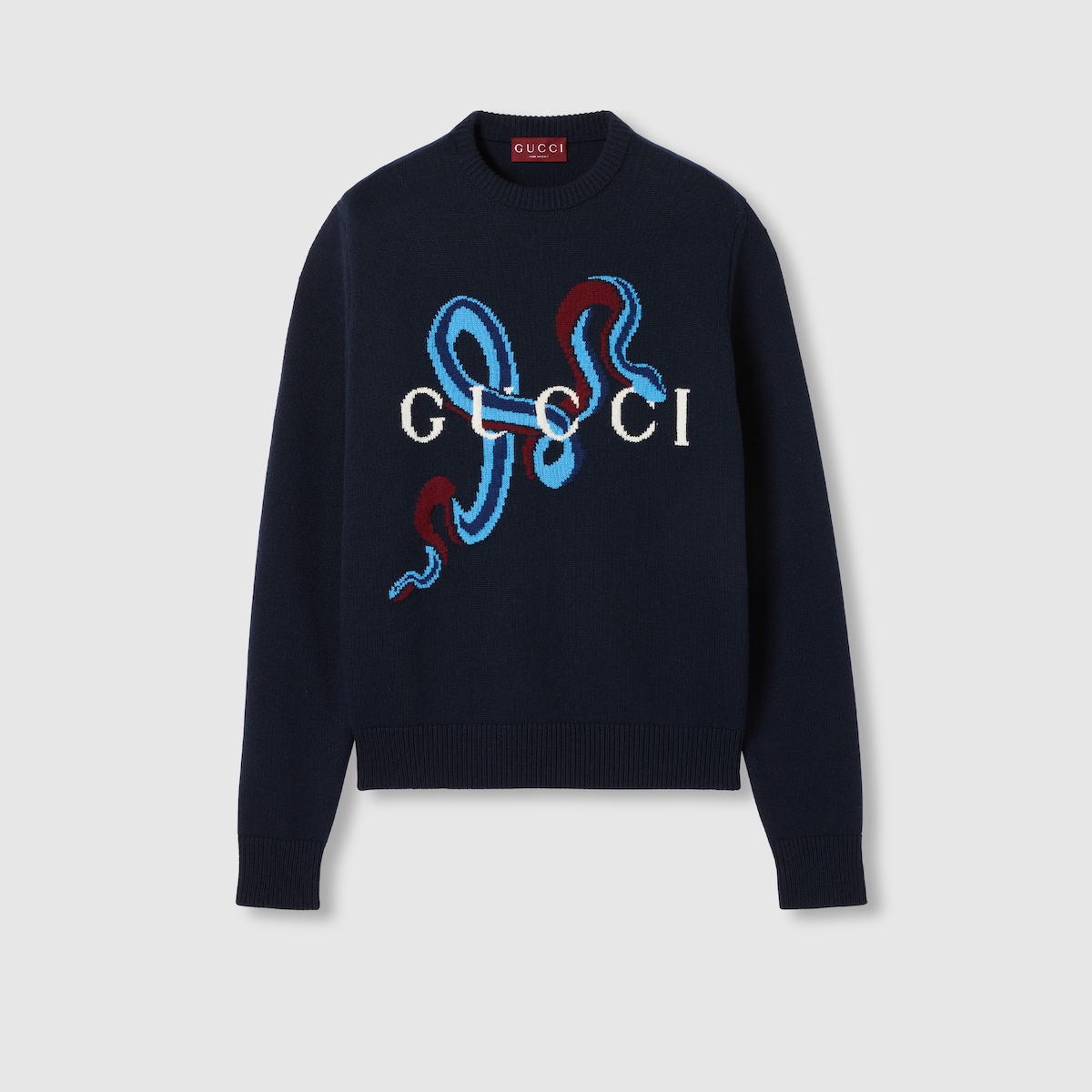 Pullover aus Wolle und Kaschmir mit Intarsie in blau | GUCCI® DE