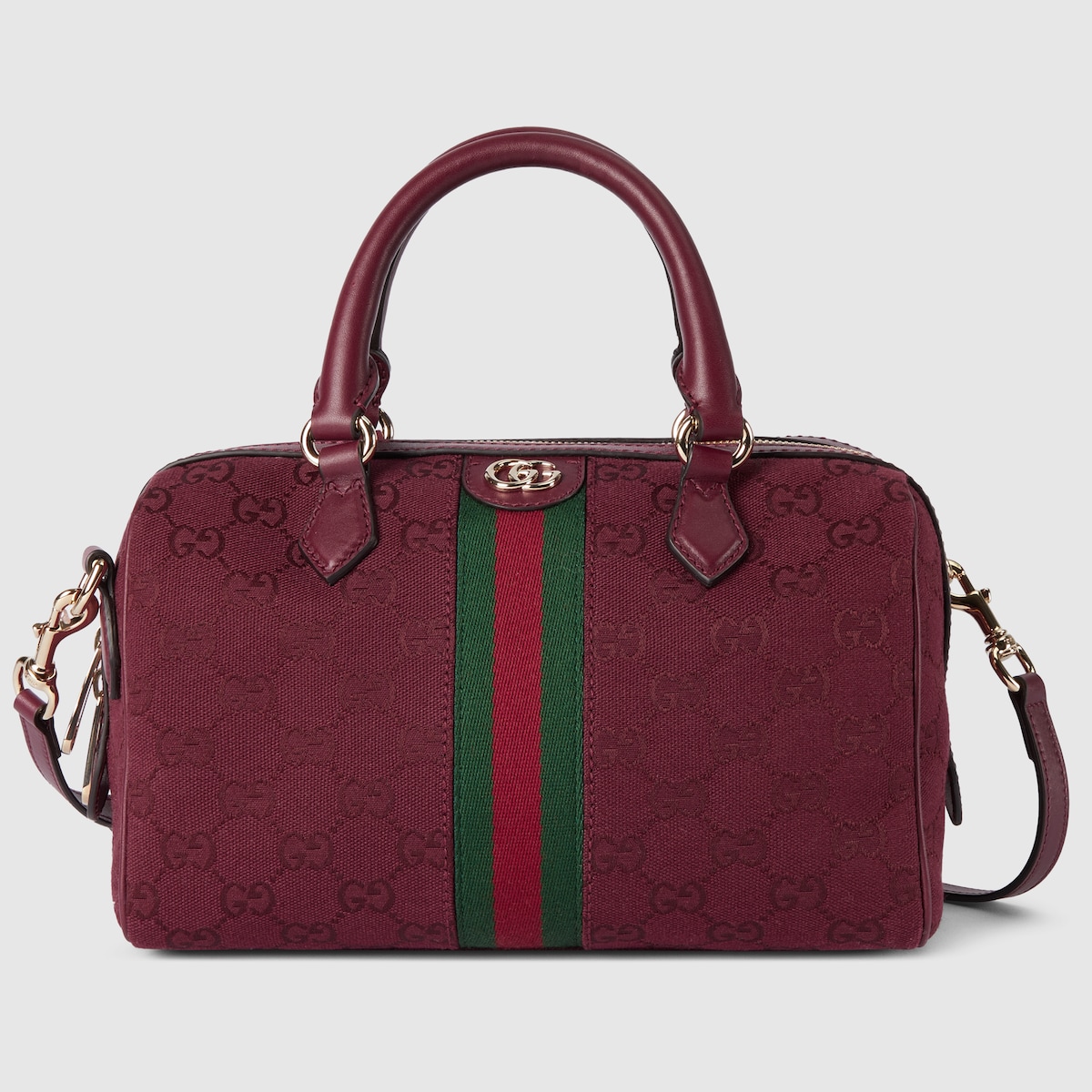 Ophidia medium boston bag in Rosso Ancora red GG canvas | GUCCI® SG