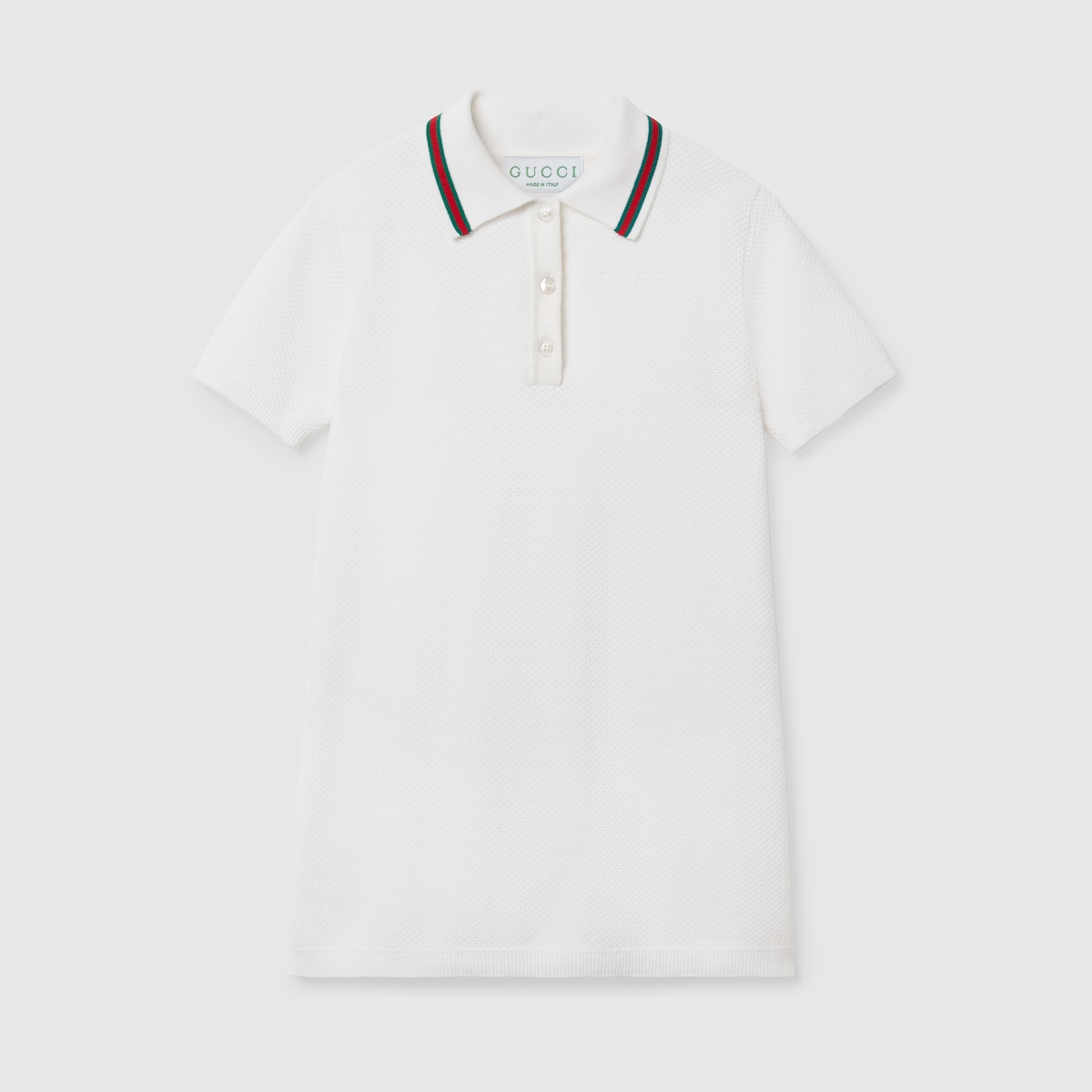 Children's embroidered cotton polo dress in white | GUCCI® AU
