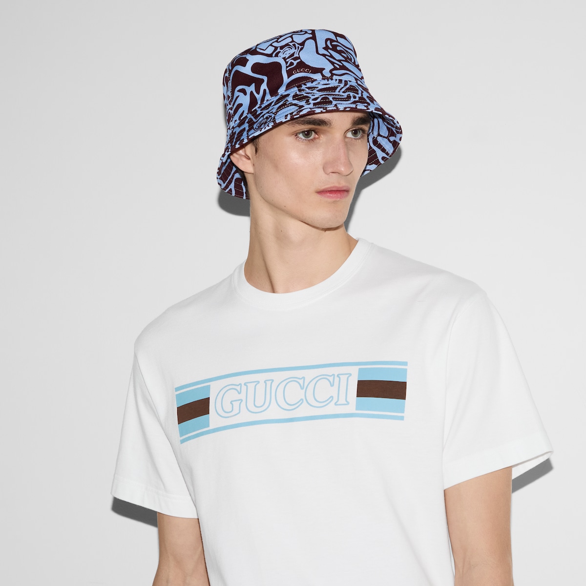 Cotton jersey T-shirt with print in white | GUCCI® MX