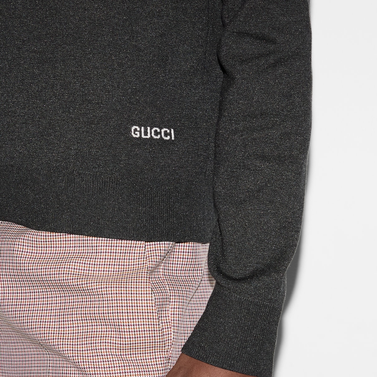 Silk cotton sweater with intarsia in grey | GUCCI® US