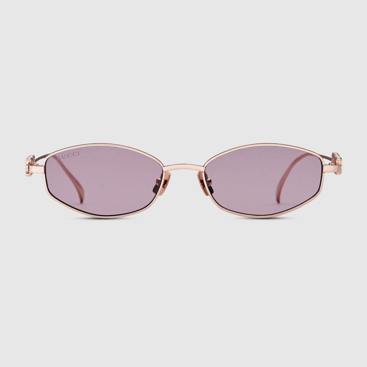 Oval frame sunglasses in rose gold-toned | GUCCI® US