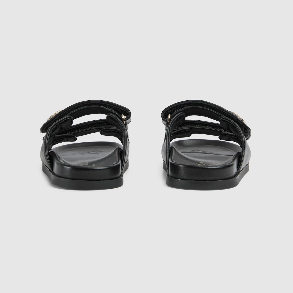 Sandales Double G pour femme en toile GG noire | GUCCI® Canada