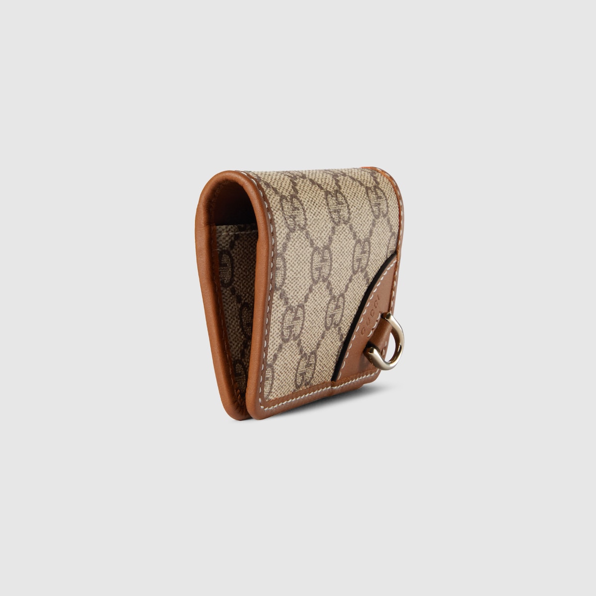 GG Emblem card case in beige and dark brown fabric | GUCCI® UK