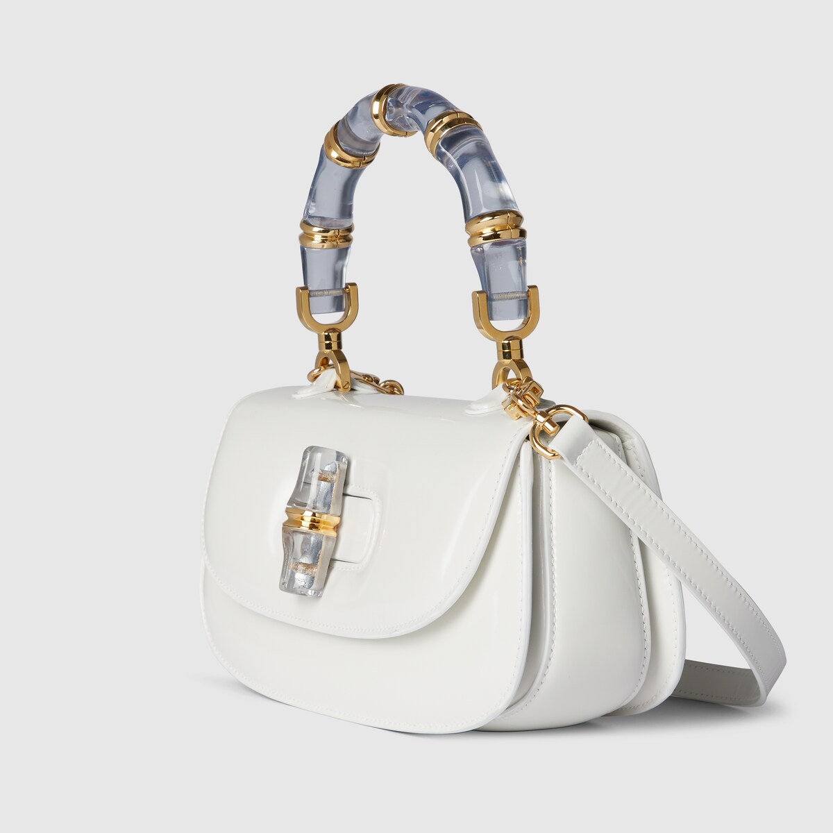 Gucci Bamboo Diva small top handle bag in white leather | GUCCI® NZ