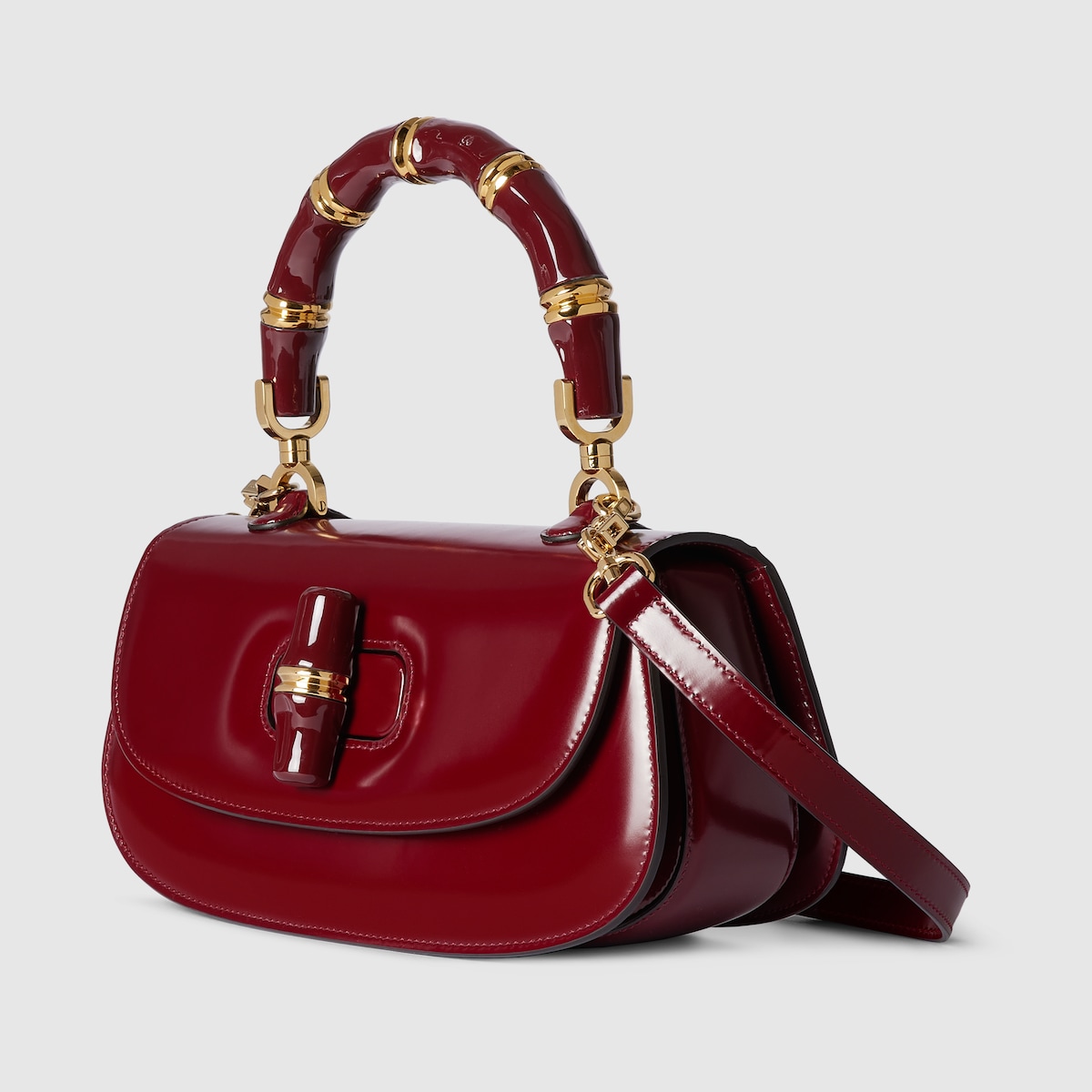 Gucci Bamboo Diva small top handle bag in Rosso Ancora red leather ...