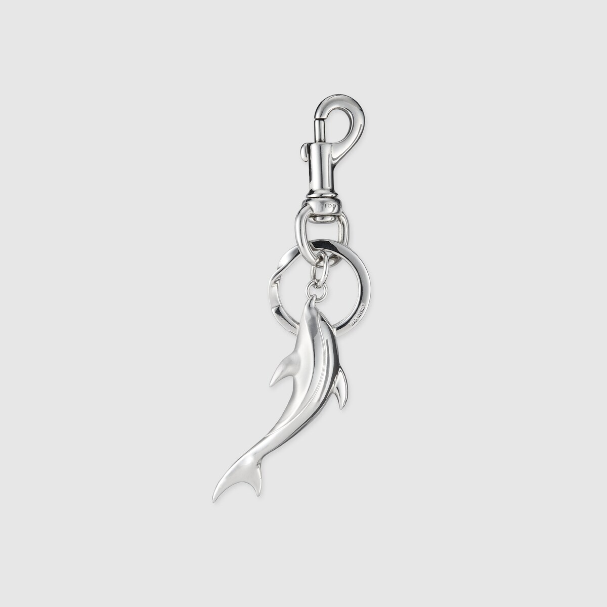 Engraved dolphin keychain charm in silver-toned metal | GUCCI® US