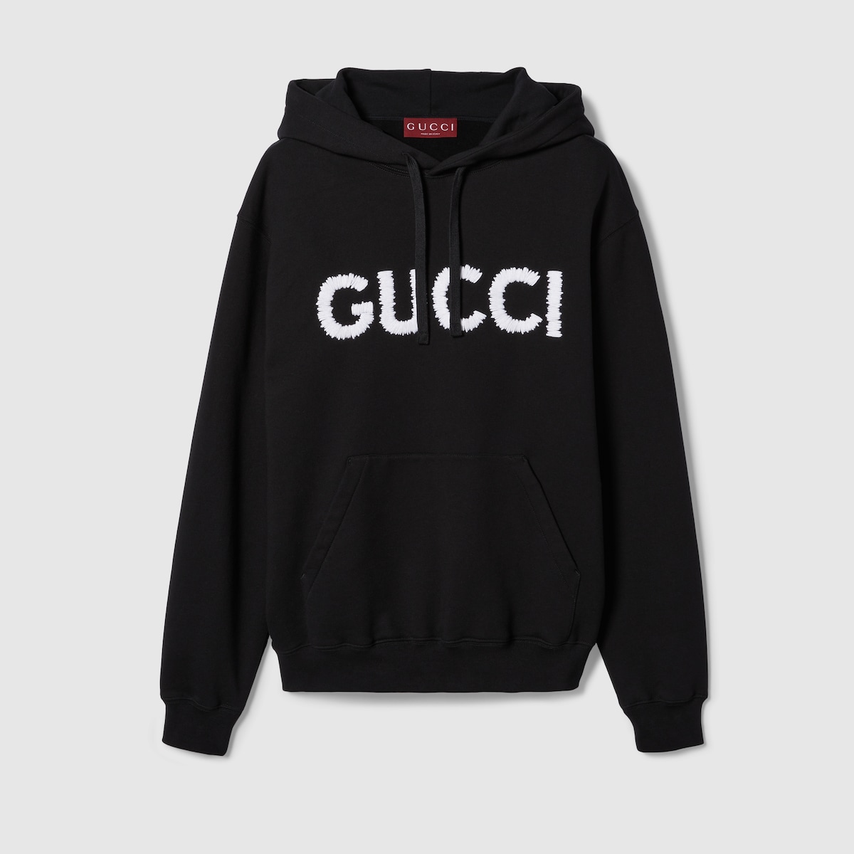 Felpa in jersey di cotone ricamata con cappuccio in nera | GUCCI® Italia