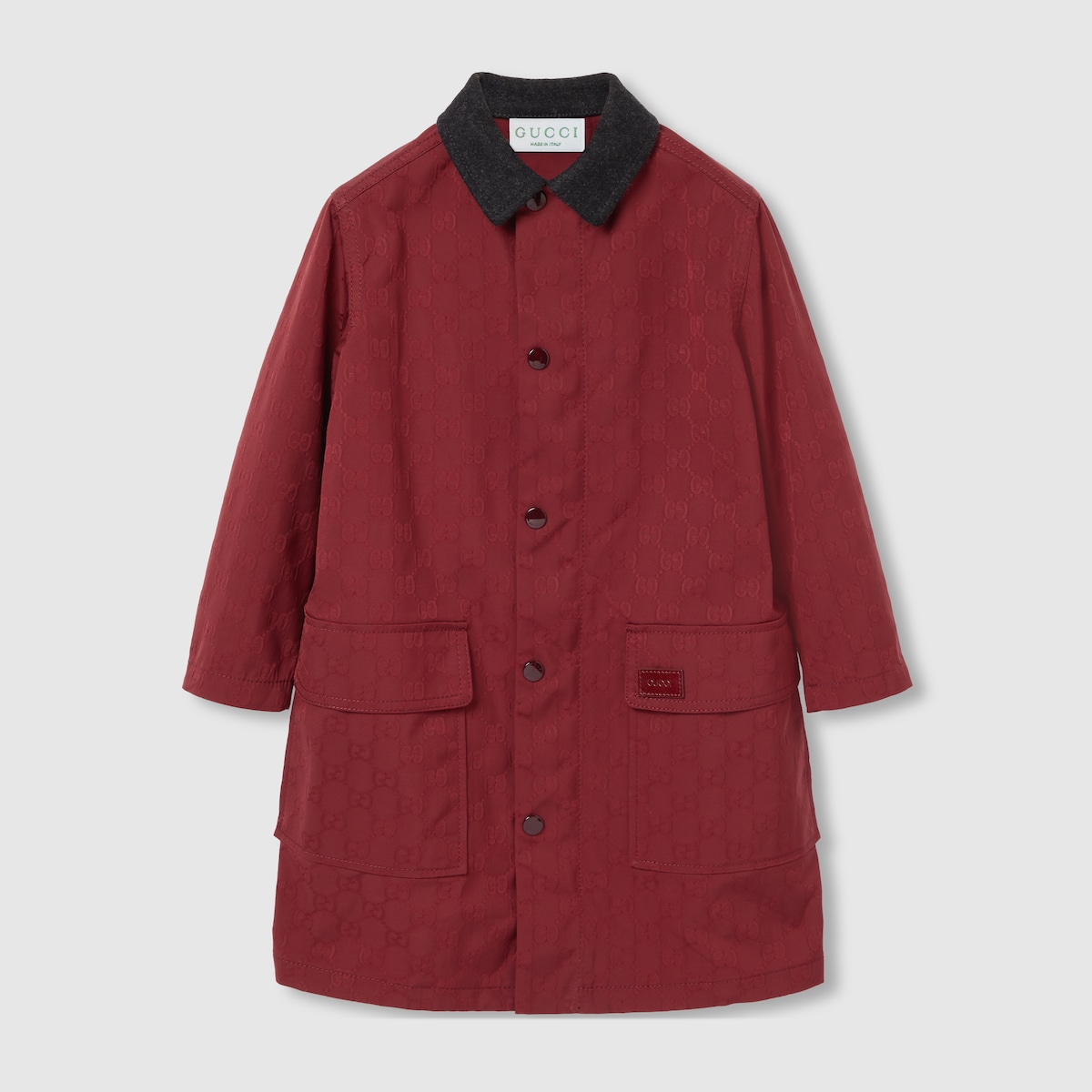 Children's GG twill nylon jacket in Gucci Rosso Ancora red | GUCCI® US