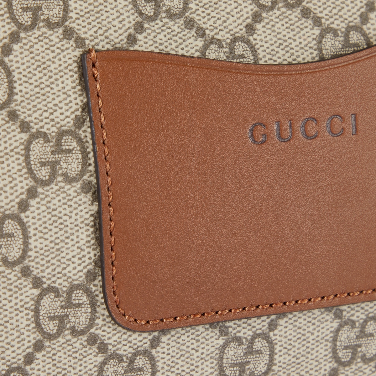 GG Emblem small crossbody bag in beige and dark brown fabric | GUCCI ...