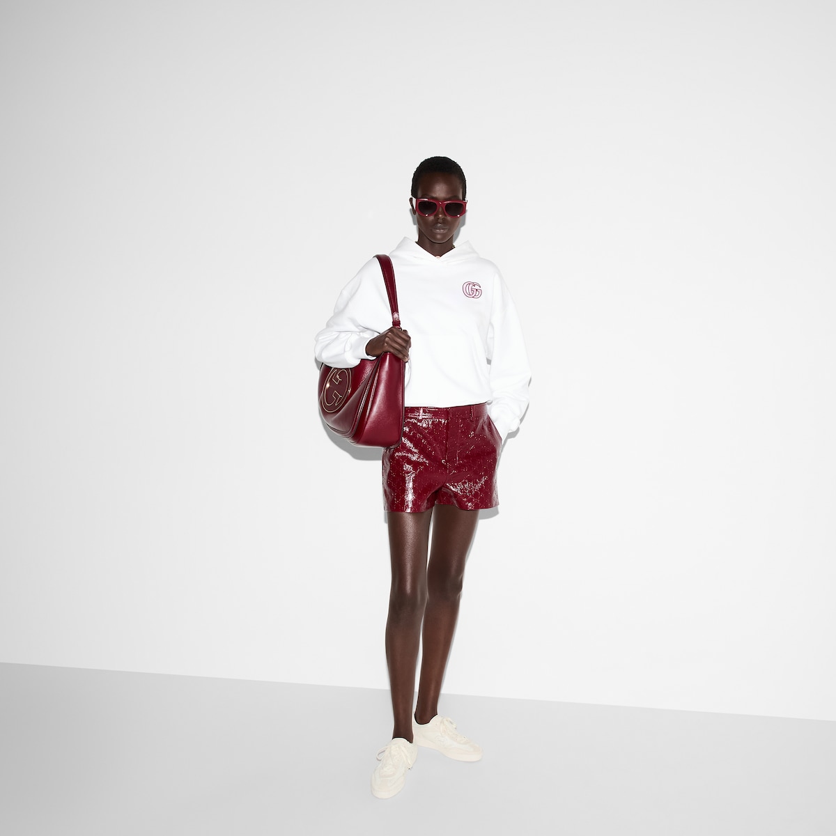 Embroidered cotton jersey hooded sweatshirt in white | GUCCI® US