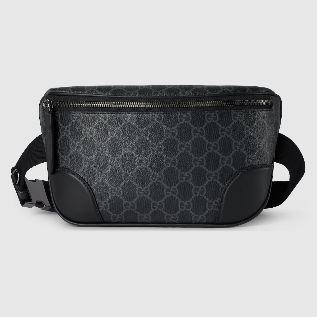 GG Emblem medium belt bag in black fabric | GUCCI® INT