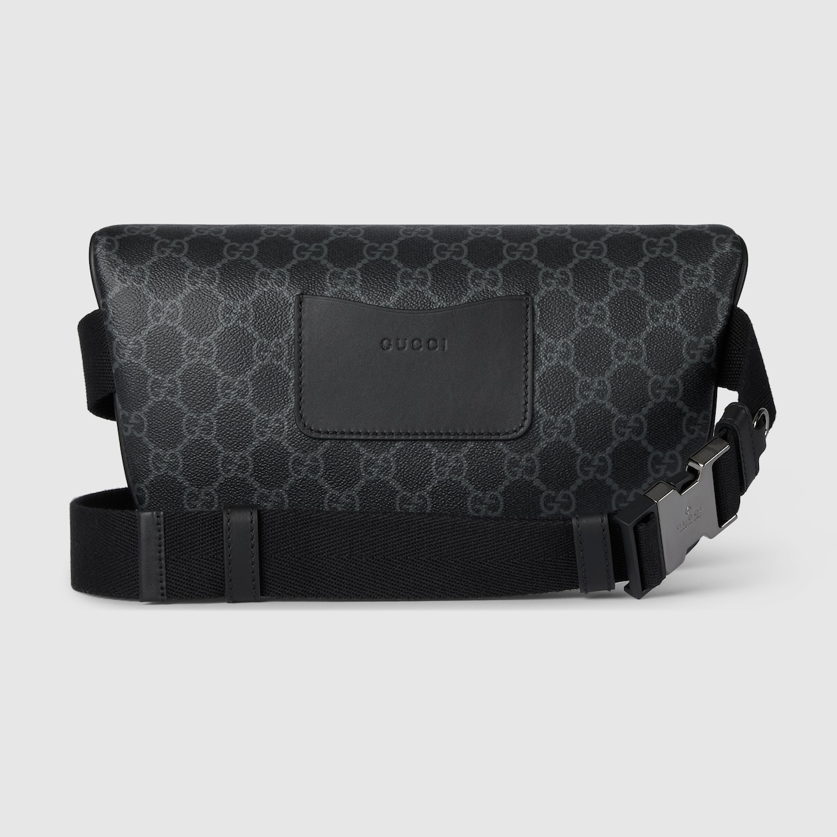 GG Emblem medium belt bag in black fabric | GUCCI® US