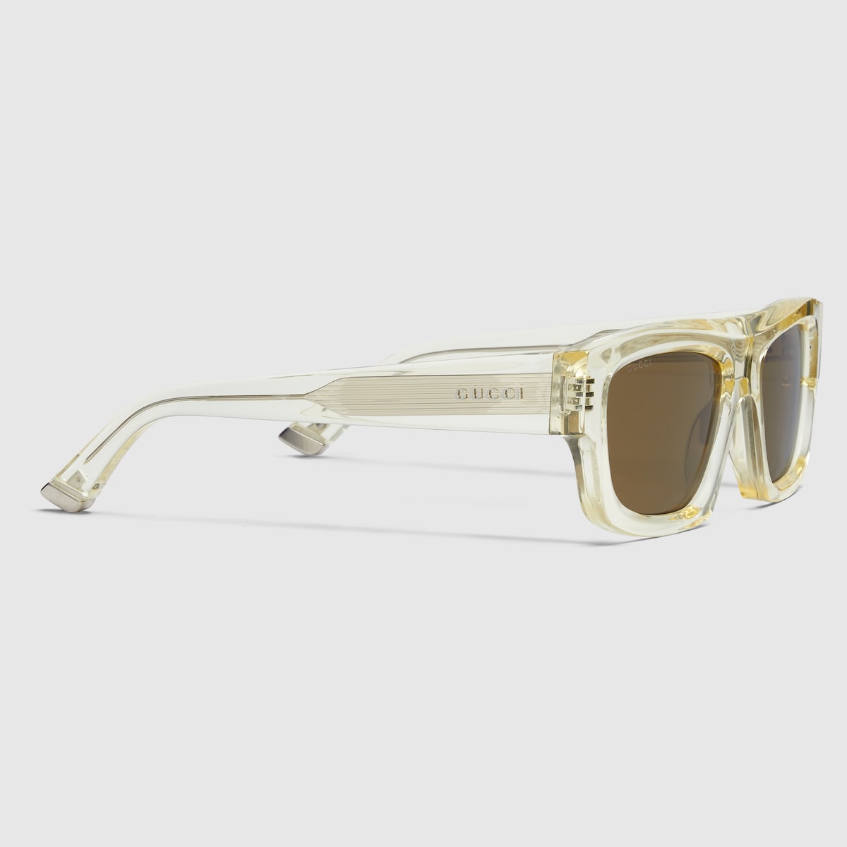 Rectangular frame sunglasses in transparent yellow | GUCCI® US