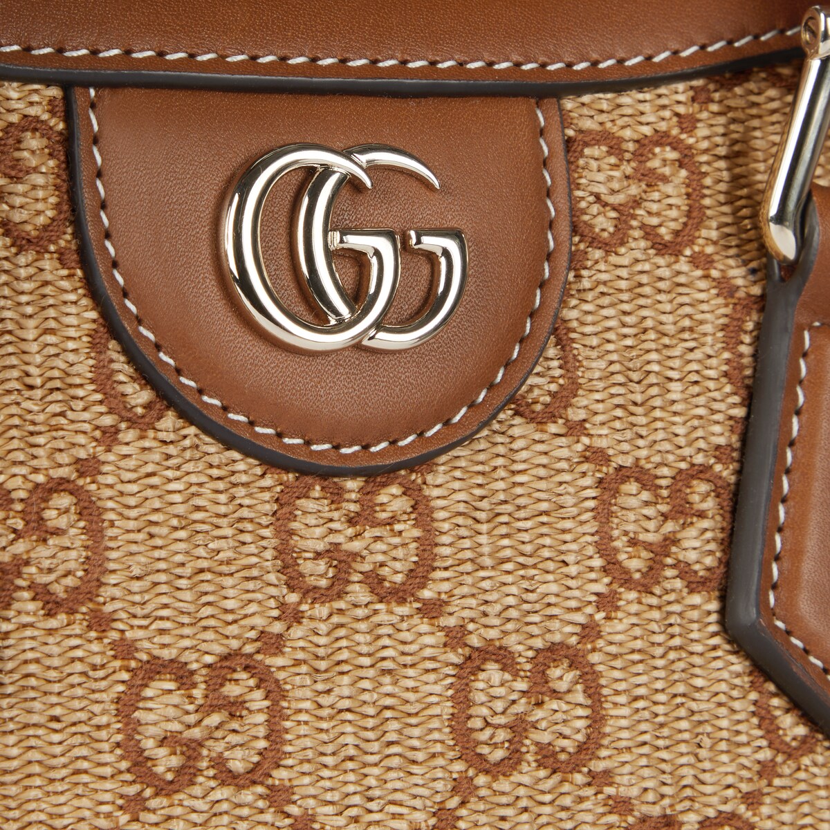 Gucci Diana mini tote bag in brown raffia-effect fabric | GUCCI® Canada