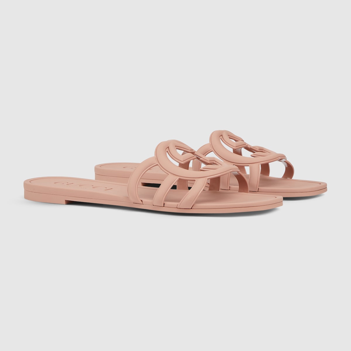 Women's Interlocking G slide sandal in light beige rubber | GUCCI® UK
