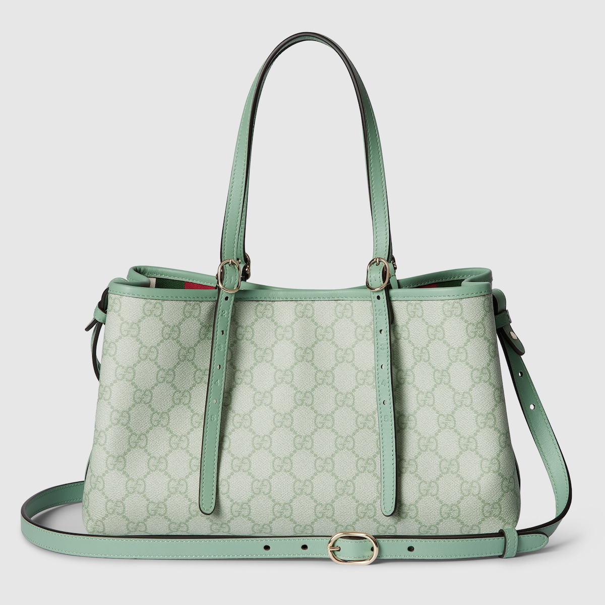 GG Emblem small tote bag in sage green fabric | GUCCI® NZ