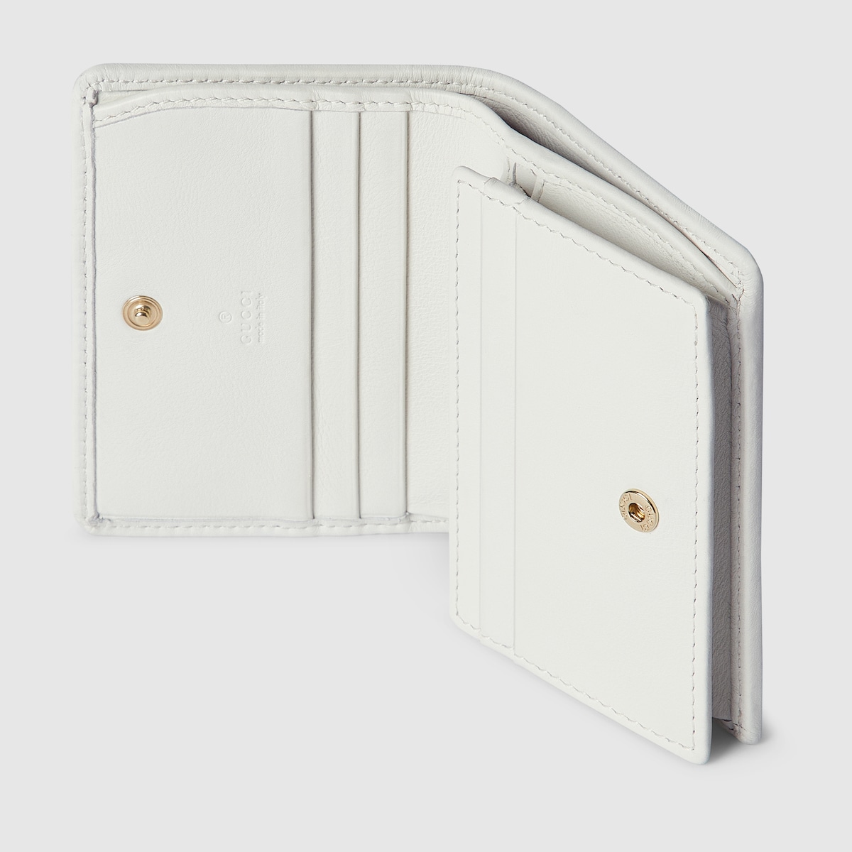 GG Emblem small wallet in beige and white fabric | GUCCI® US