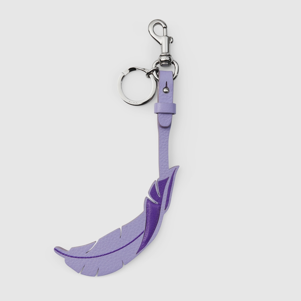 Leaf keychain charm in lilac and purple leather | GUCCI® AE