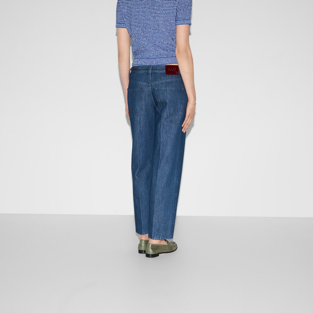 Straight fit denim pants in dark blue | GUCCI® MX