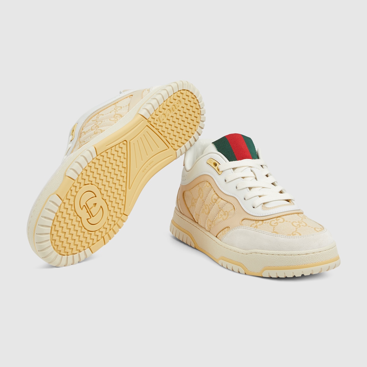 Men's Gucci Re-Web sneaker in light beige canvas | GUCCI® US