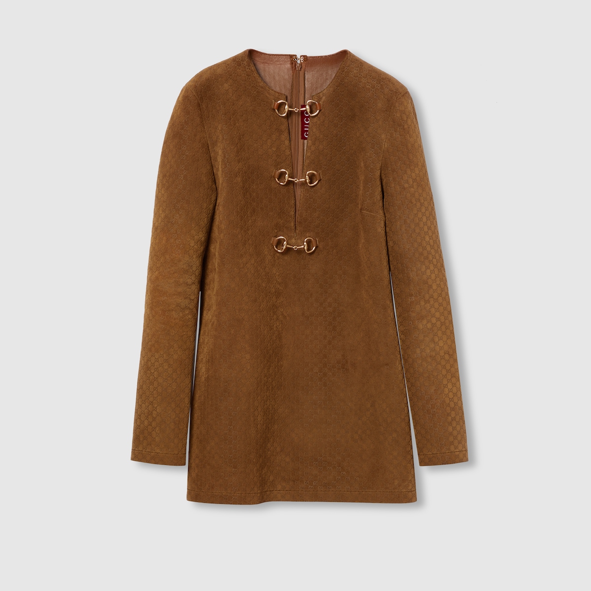 Robe en daim GG avec détail Mors en marron | GUCCI® Canada