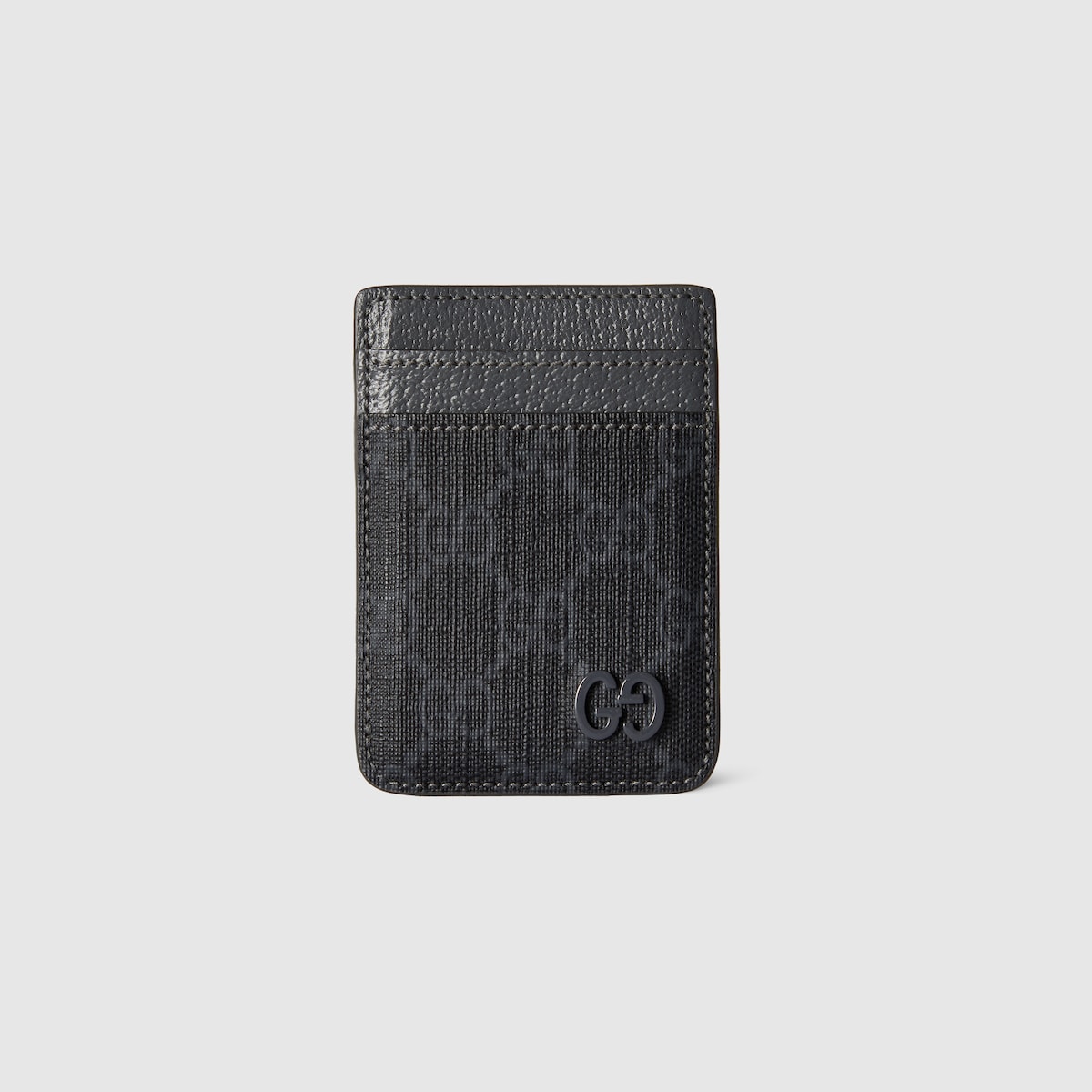 Bi-colour magnetic card case in grey and black Supreme | GUCCI® AE