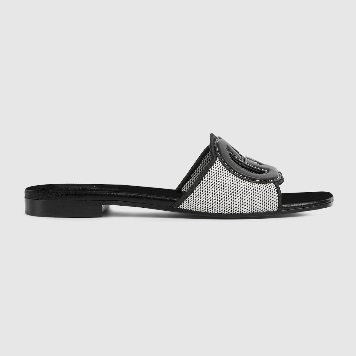 Women's slide sandal with Interlocking G in black leather | GUCCI® UK