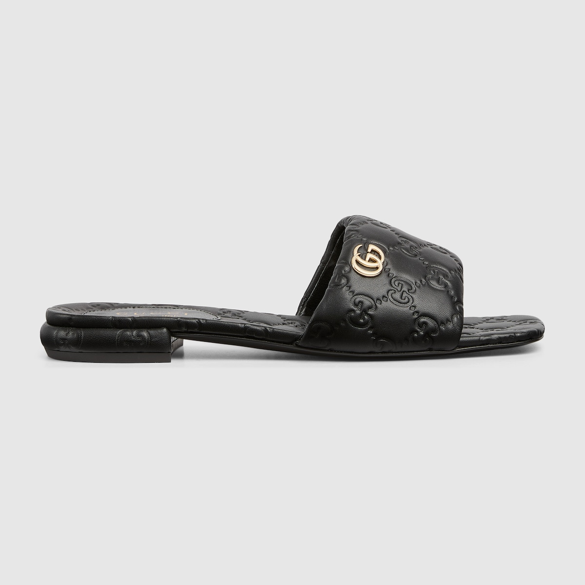 Women's slide sandal with Double G in black GG leather | GUCCI® HU