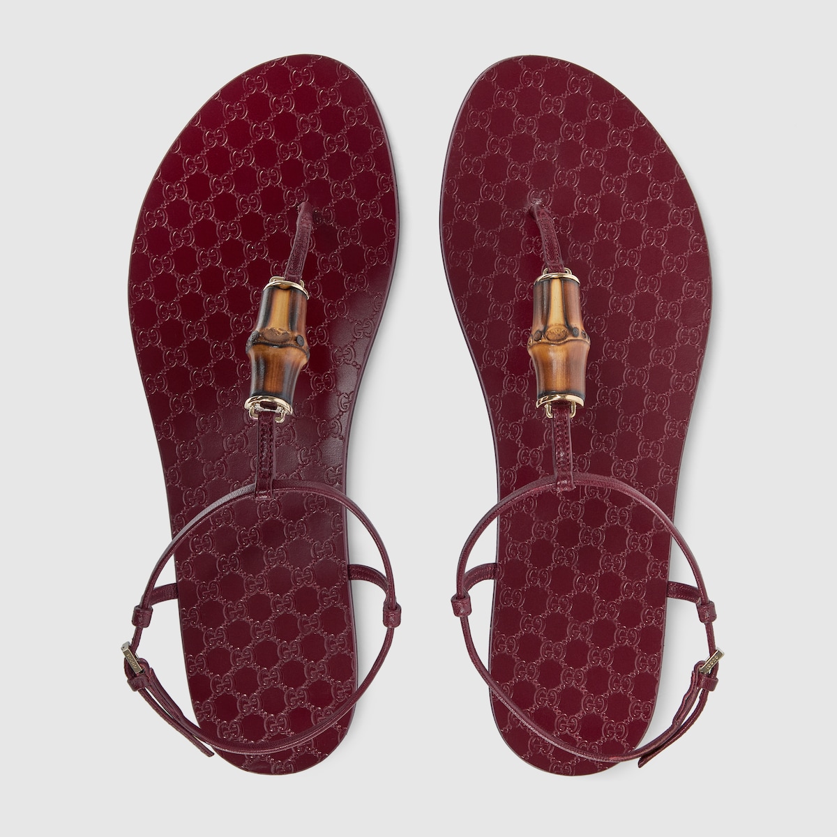 Sandales tongs pour femme avec Bamboo en cuir rouge Rosso Ancora ...