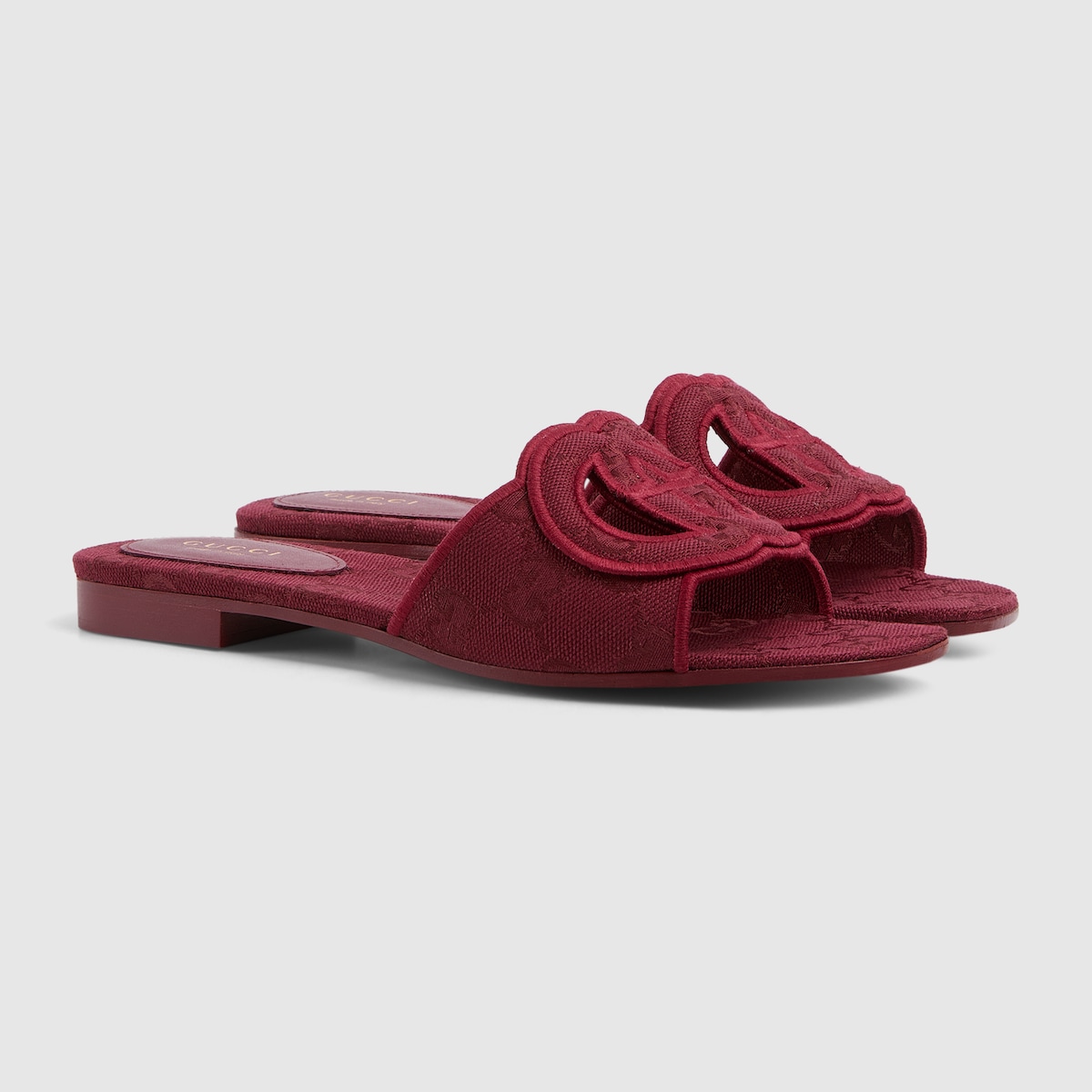 Women's slide sandal with Interlocking G in Rosso Ancora red GG canvas ...