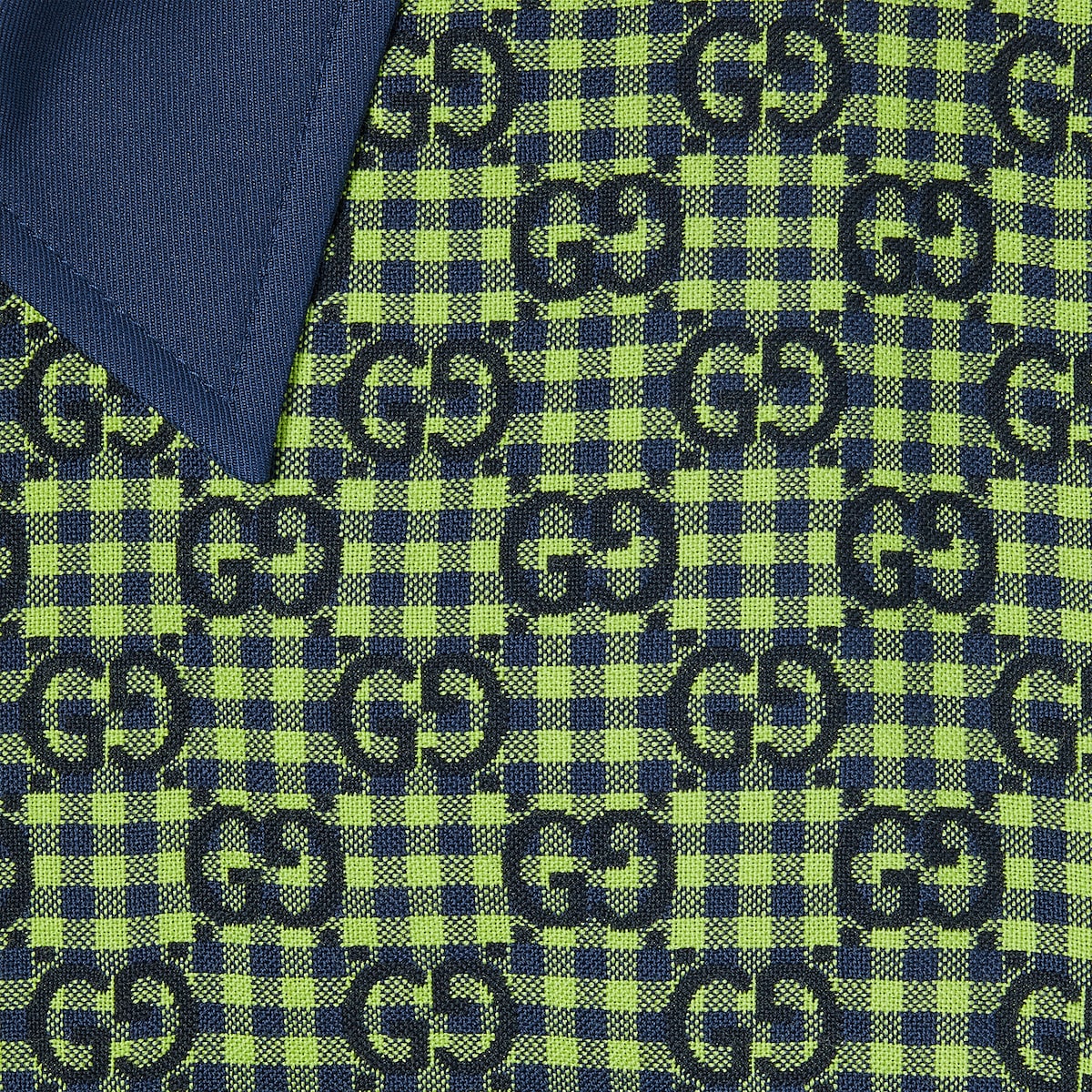 GG gingham cotton wool jacket in green and blue | GUCCI® US