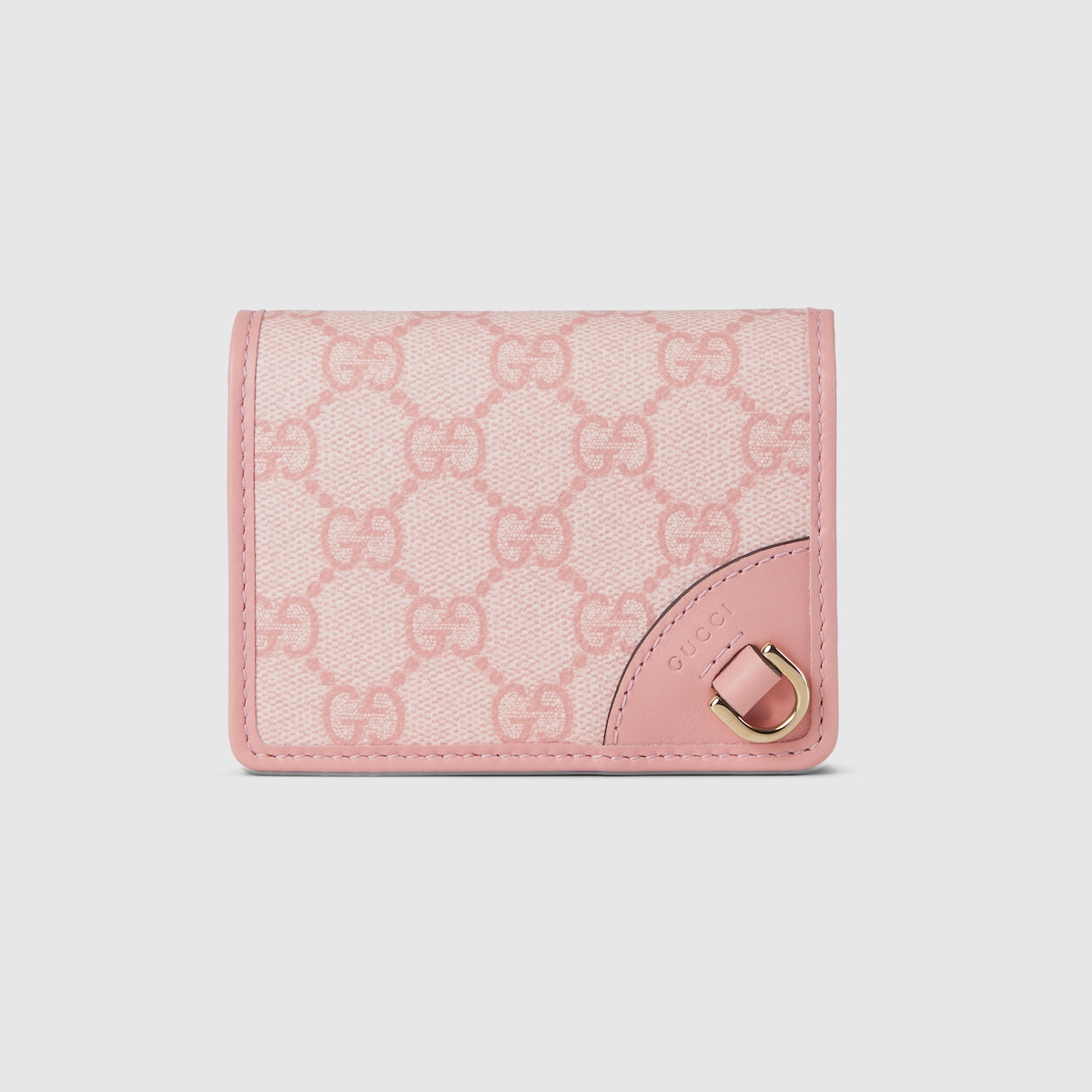 GG Emblem mini wallet in light pink coated fabric | GUCCI® Australia