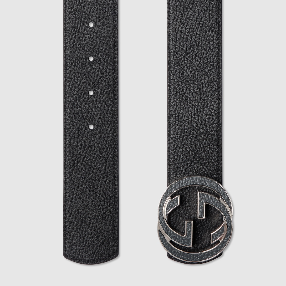 Reversible belt with Interlocking G buckle in grey and black leather ...