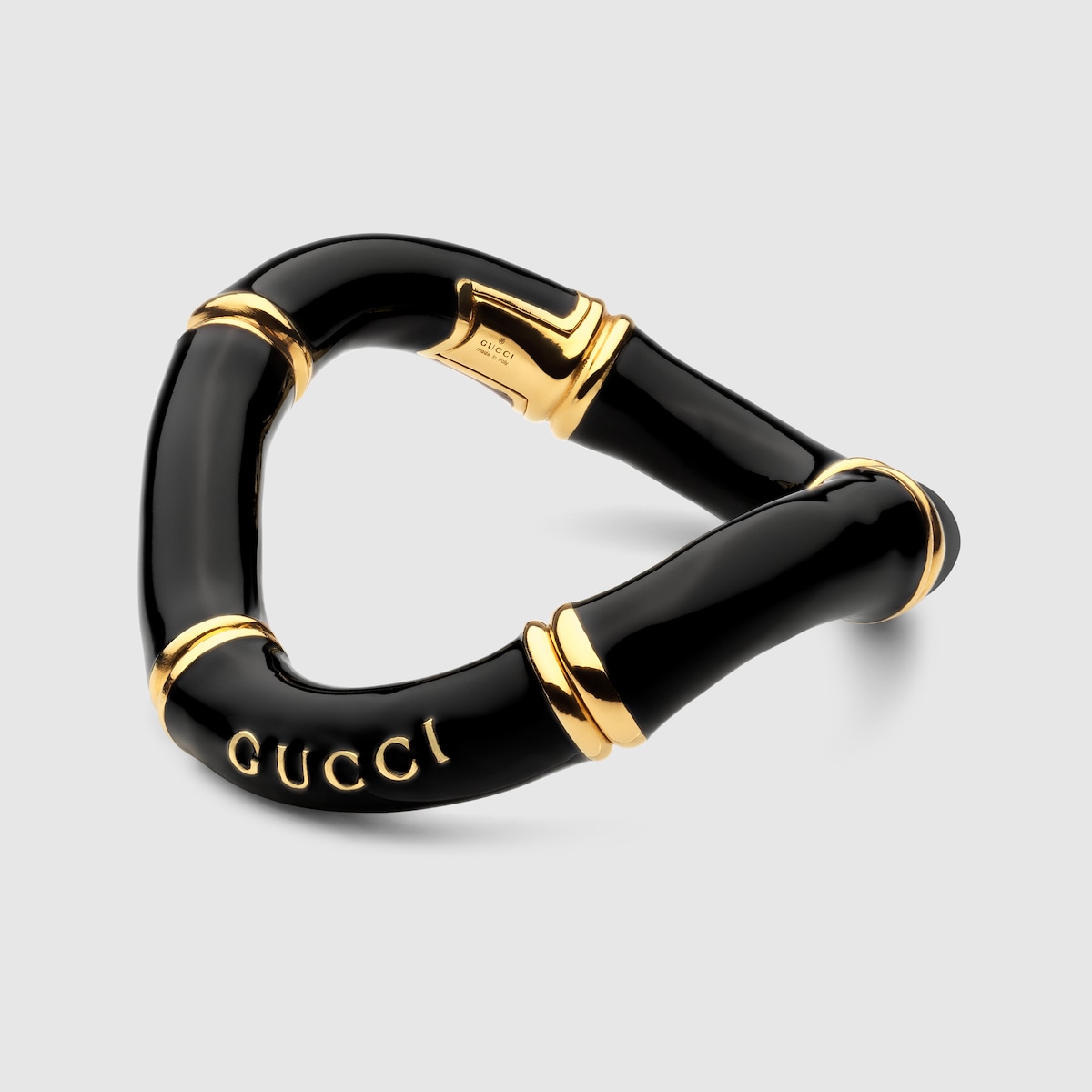 Gucci Bamboo cuff bracelet in black enamel | GUCCI® Australia