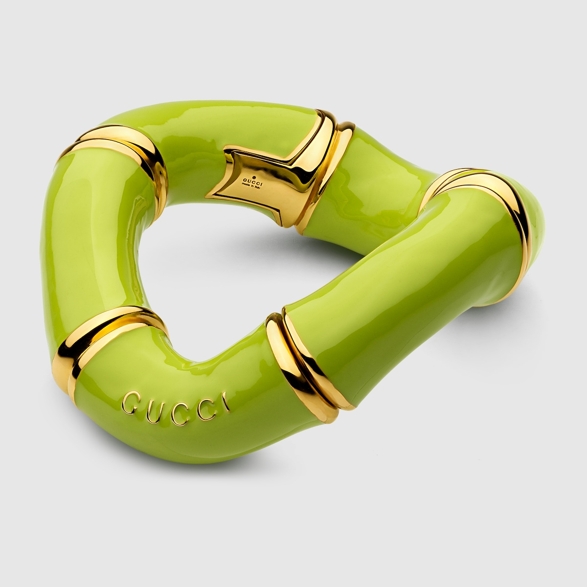 Gucci Bamboo cuff bracelet in bright green enamel | GUCCI® UK