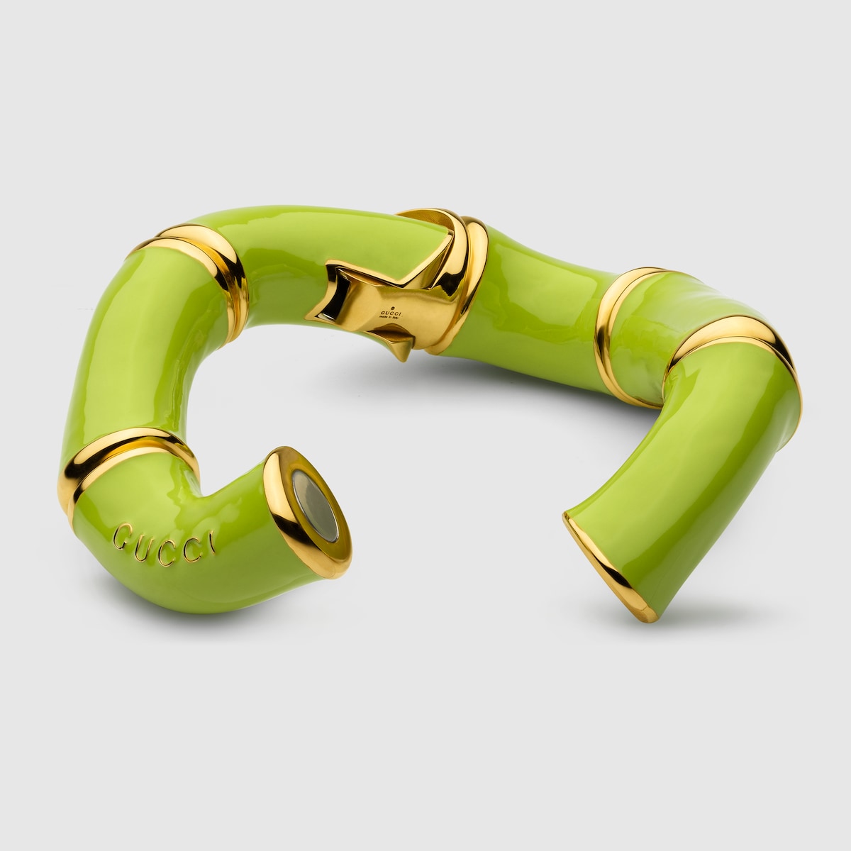 Gucci Bamboo cuff bracelet in bright green enamel | GUCCI® UK
