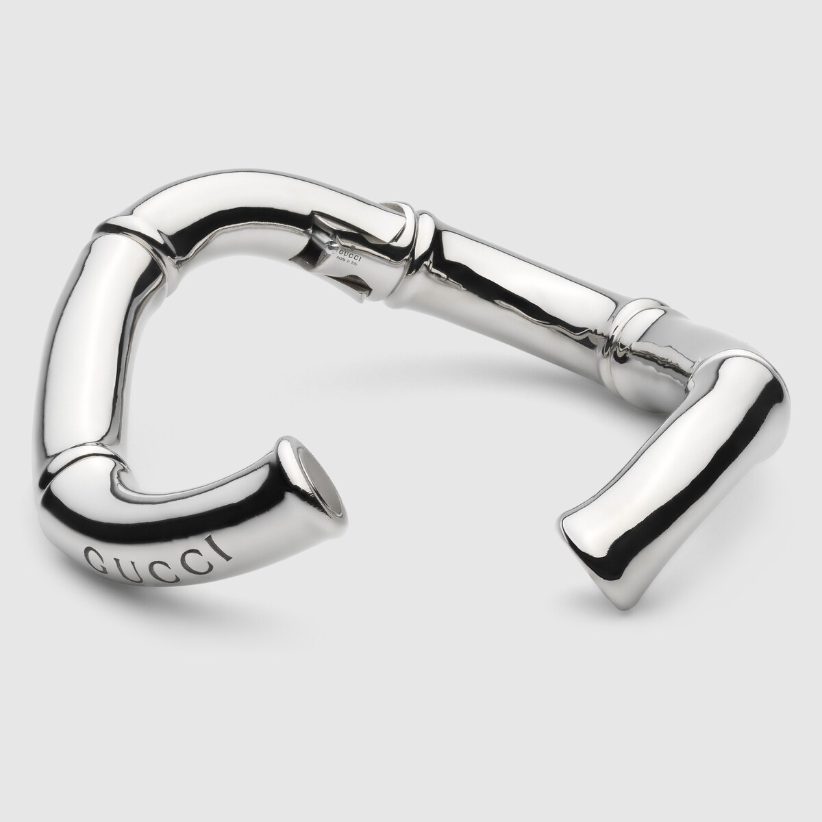 Gucci Bamboo cuff bracelet in aluminium with palladium-toned finish ...