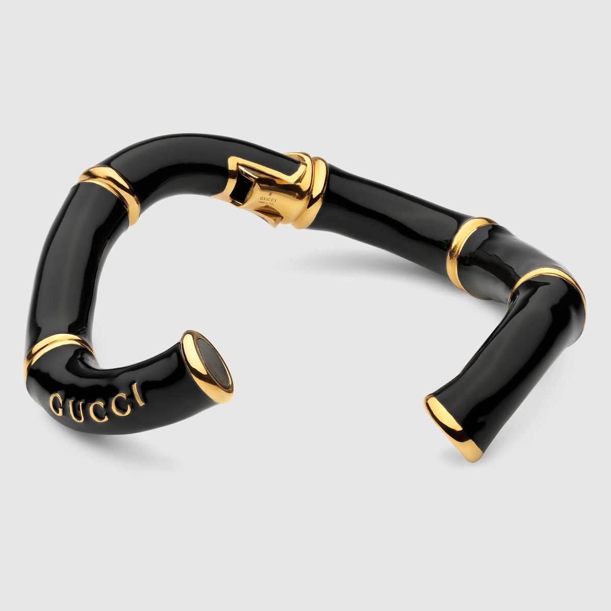 Gucci Bamboo cuff bracelet in black enamel | GUCCI® US