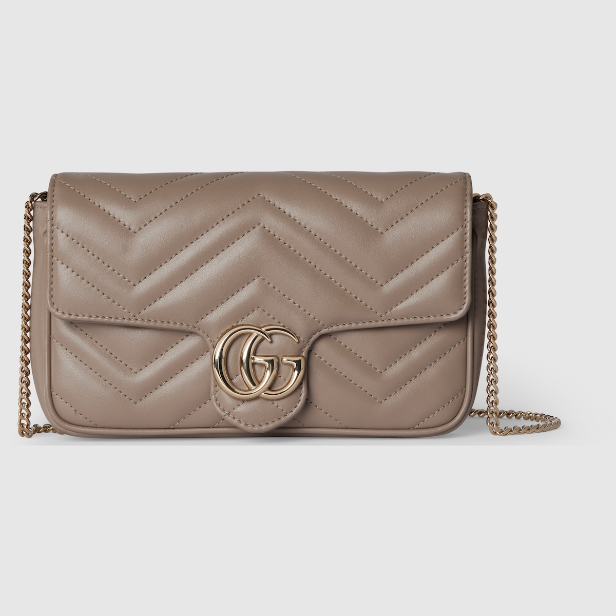 GG Marmont Super-Mini-Tasche in taupefarbenes Leder | GUCCI® DE