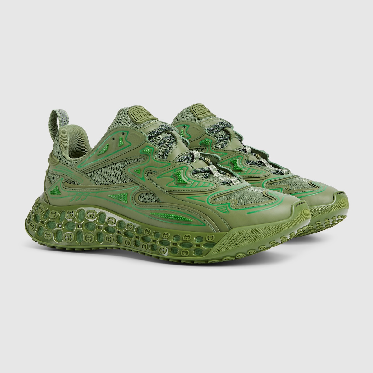 Men's Gucci cub3d sneaker in green Demetra and mesh | GUCCI® MX