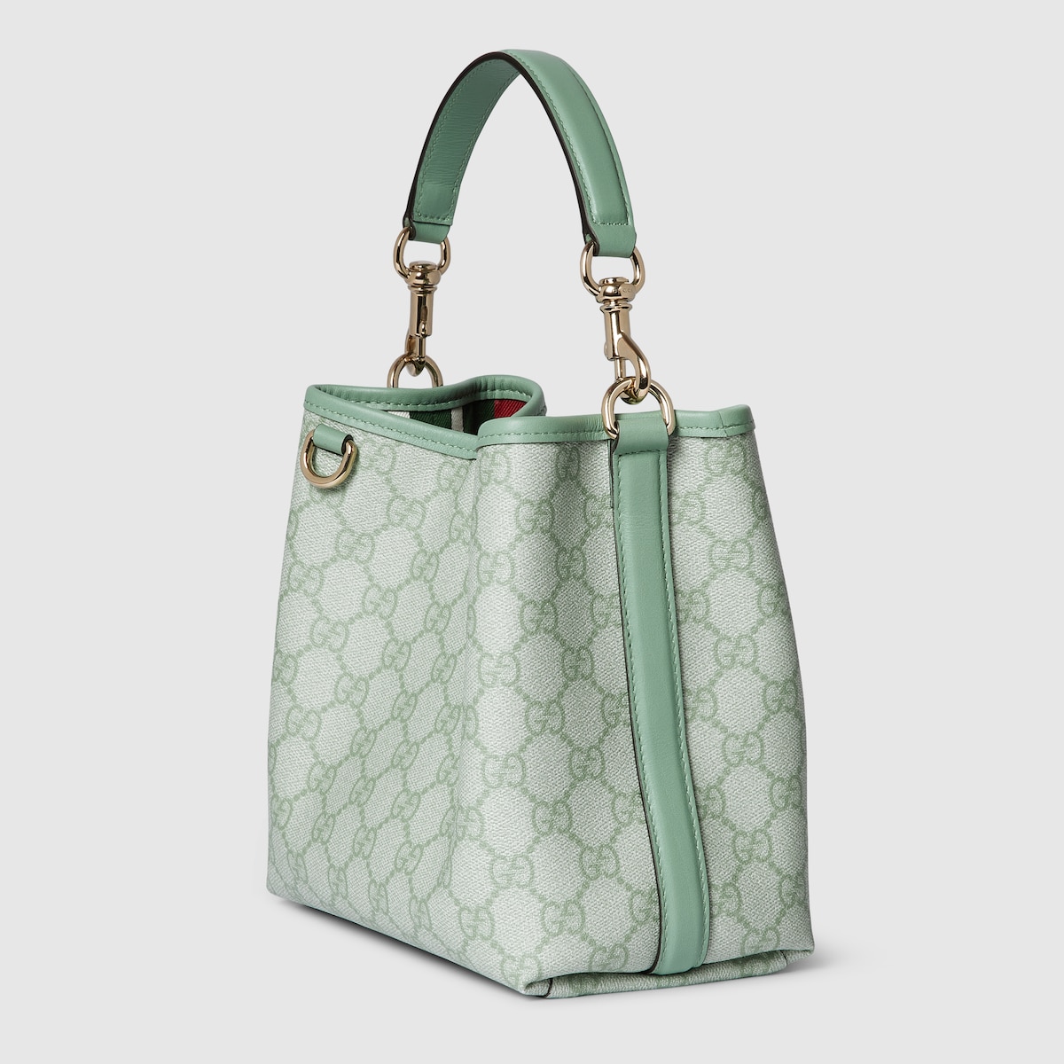 GG Emblem small bucket bag in sage green fabric | GUCCI® Australia