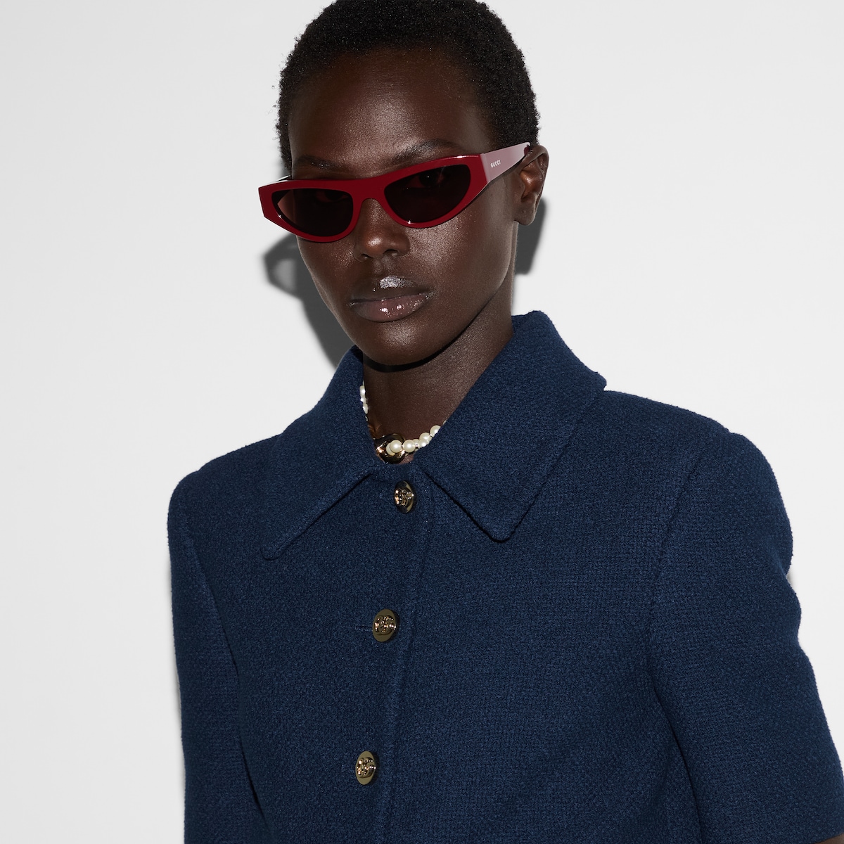 Cotton tweed jacket in dark blue | GUCCI® ZA
