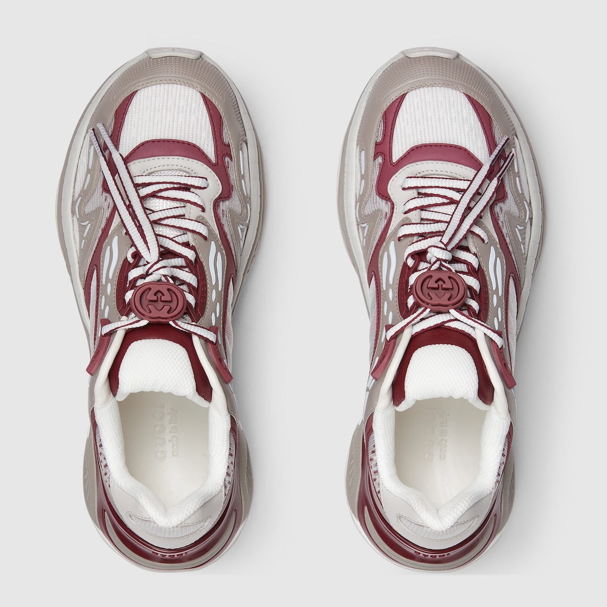 Women's Gucci 2.0 trainer in grey and Rosso Ancora mesh and leather | GUCCI® UK