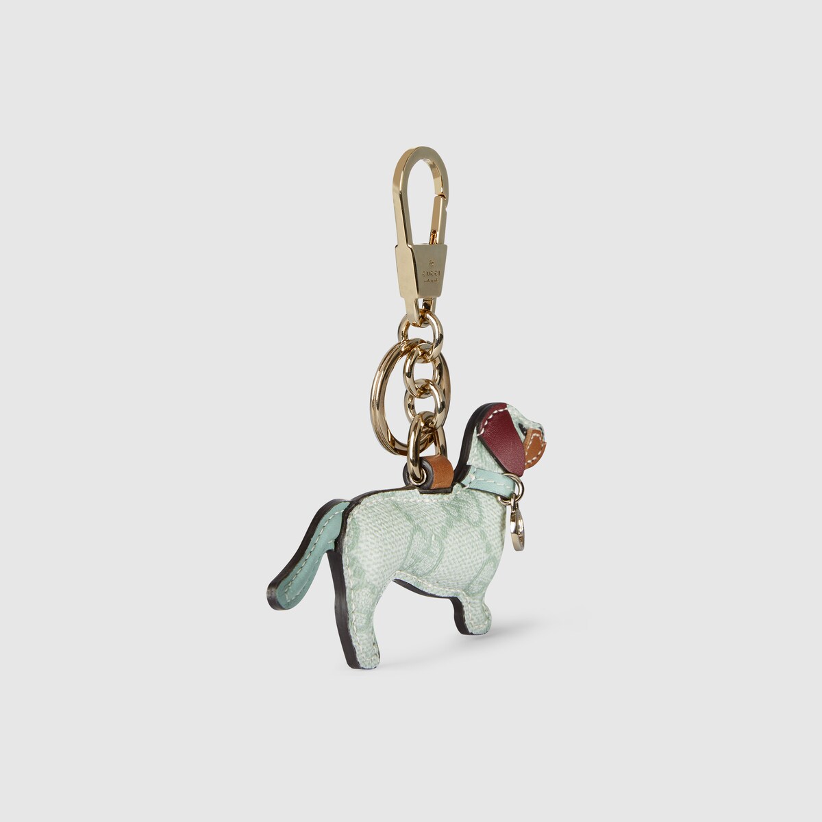 Dog-shaped bag charm in sage green GG Supreme | GUCCI® Canada
