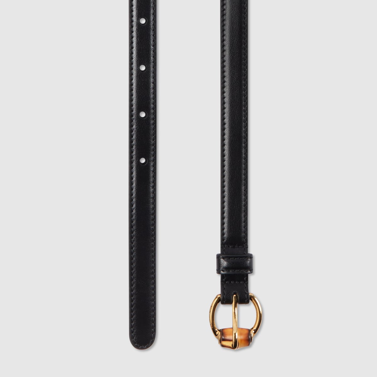 Thin belt with bamboo detail buckle in black leather | GUCCI® Australia