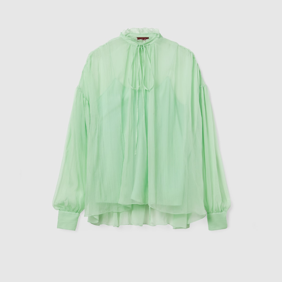 Silk chiffon creponne top in pastel green | GUCCI® CA