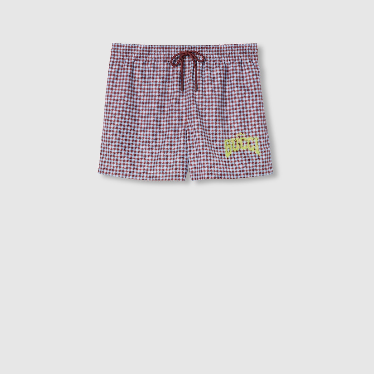 Printed poplin tech swim shorts in red and blue | GUCCI® US